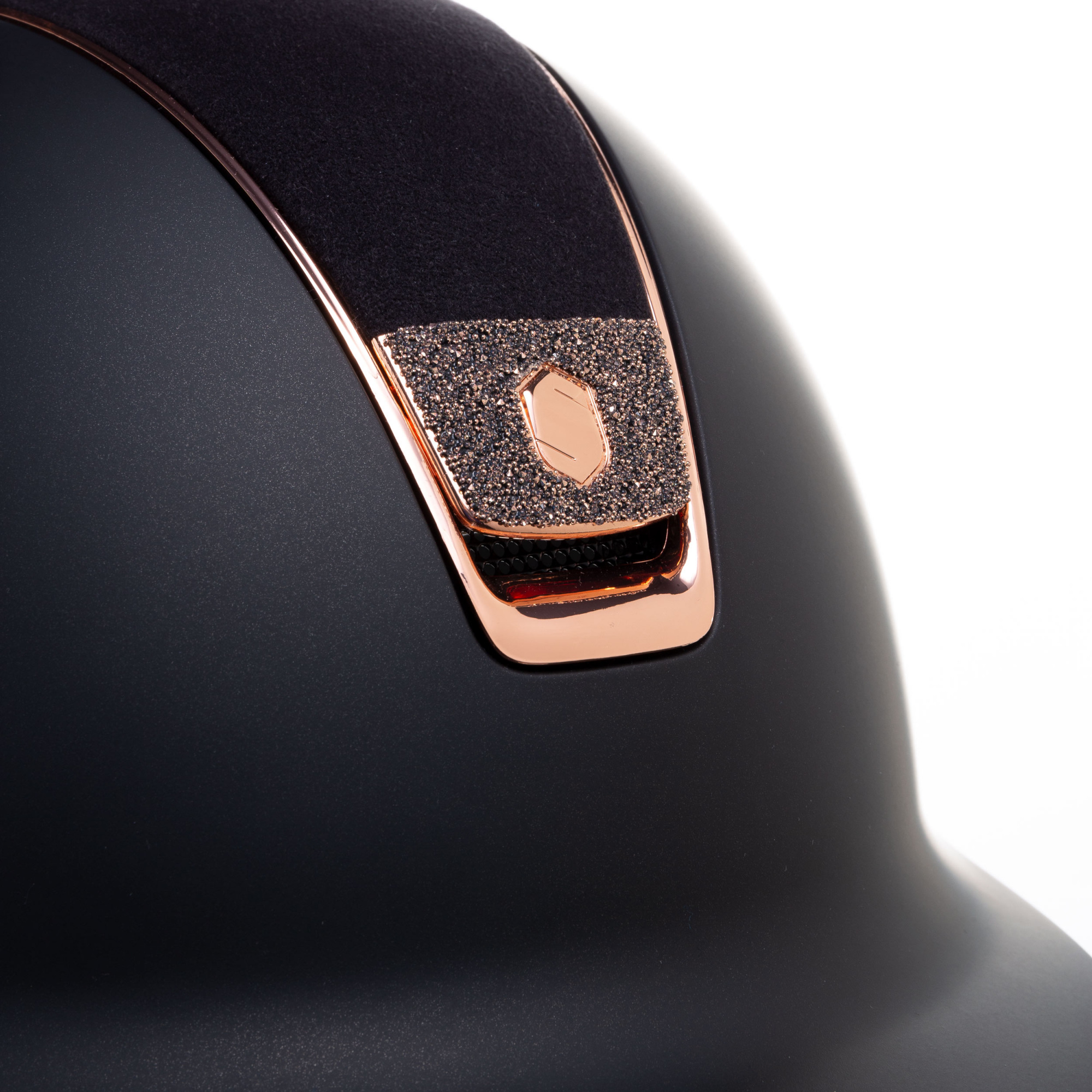 SHADOWMATT / ALCATARA BLACK TOP / ROSE GOLD TRIM / CRYSTAL FABRIC ROSE ...