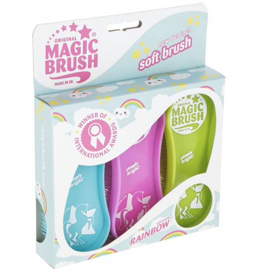 MAGIC BRUSH RAINBOW SET OF THREE HORSE BRUSHES - EQUISHOP Equestrian Shop